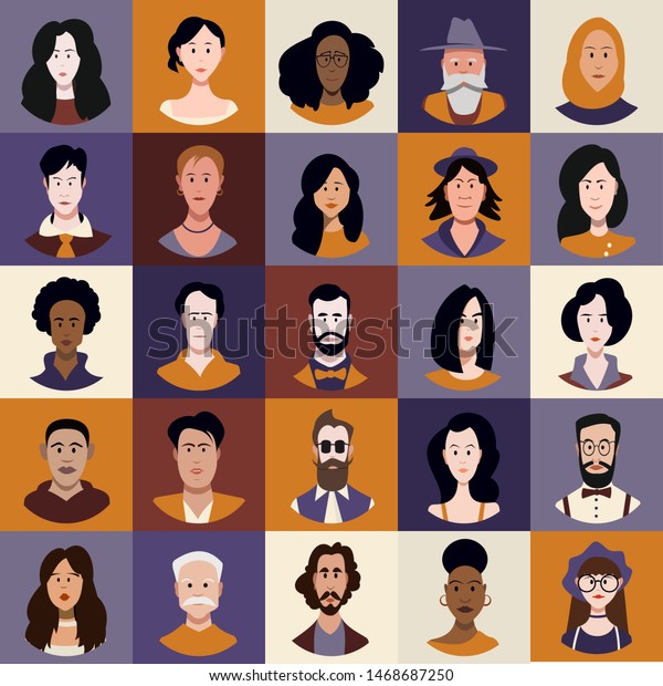 People Different Races Ages Avatar Set Stock Vector (Royalty Free ...