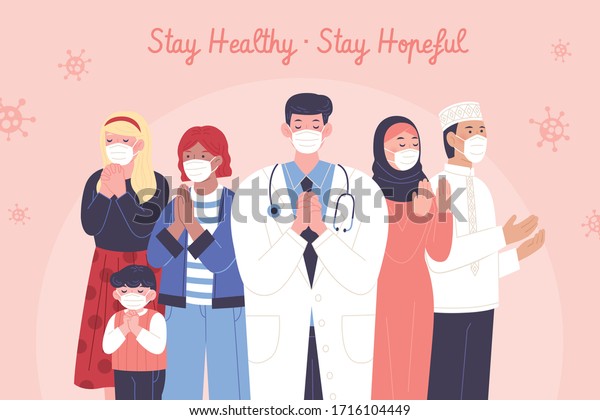 People Different Religions Praying Together Wishing Stock Vector ...