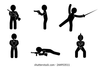 People Different Weapons Stock Vector (Royalty Free) 244953511 ...