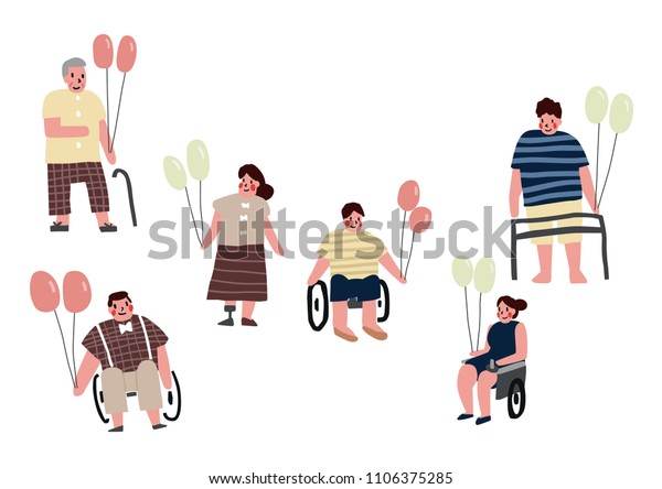People Disability Cartoon Character Design Cute Stock Vector (Royalty ...