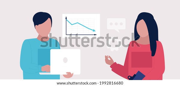 People Discuss Analyze Infographic Project Statistics Stock Vector ...