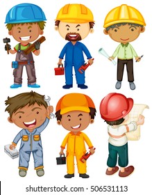 Three Men Different Jobs Illustration Stock Vector (Royalty Free) 523675198