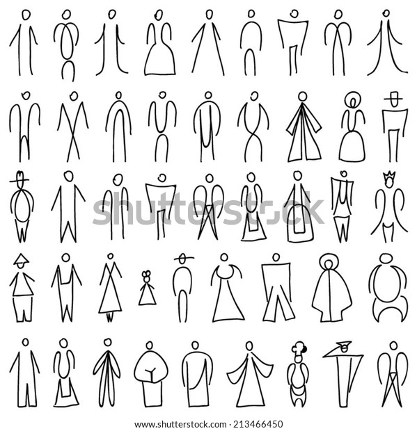 People Doodles Different Character Lines Pattern Stock Vector (Royalty ...