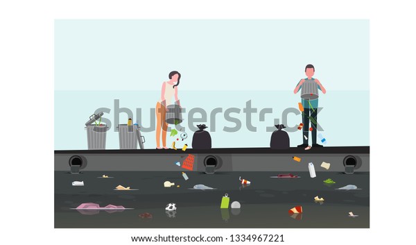 People Dumping Garbage Dumping Garbage Into Stock Vector (Royalty Free ...