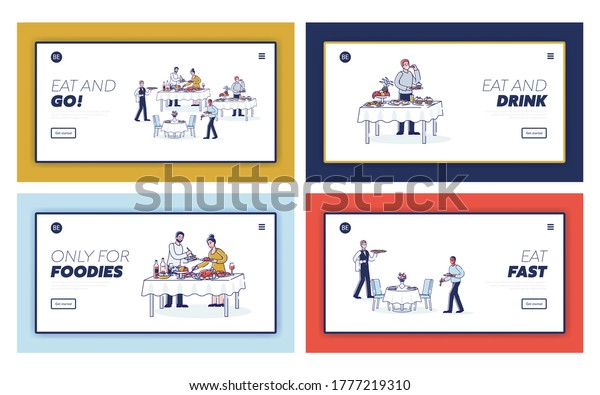 People During Buffet Dinner Cartoon Dining Stock Vector (Royalty Free ...
