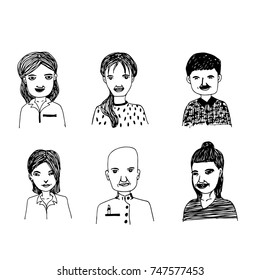 People Face Hand Draw Stock Vector (Royalty Free) 747577453 | Shutterstock