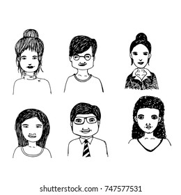 People Face Hand Draw Stock Vector (Royalty Free) 747577531 | Shutterstock