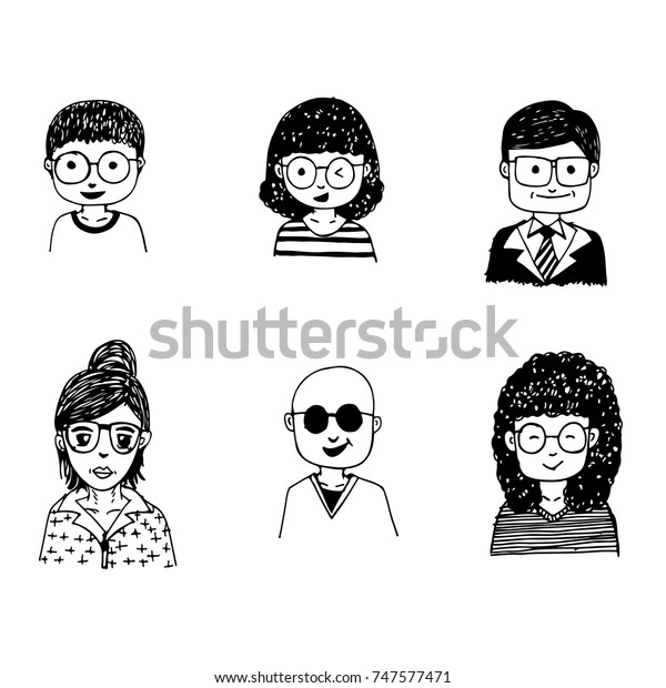 People Face Hand Draw Stock Vector (Royalty Free) 747577471 | Shutterstock