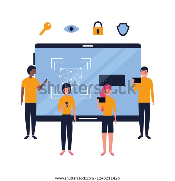 People Face Scan Devices Stock Vector (Royalty Free) 1248211426 ...