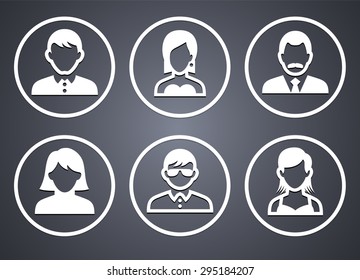 People Face Set On Grey Round Stock Vector (Royalty Free) 295184207 ...