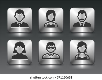 People Face Set On Silver Square Stock Vector (Royalty Free) 371180681 ...