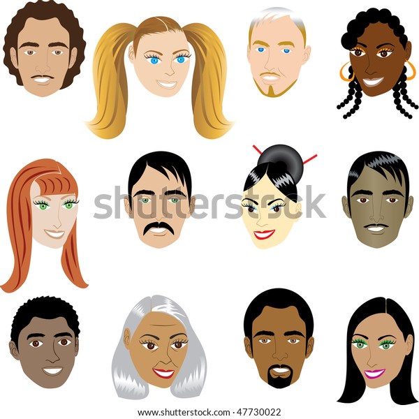 People Faces 1 Vector Illustration Set Stock Vector (Royalty Free ...
