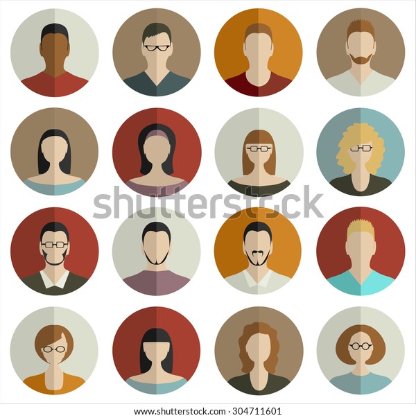 People Faces Circle Icons Set Trendy Stock Vector (Royalty Free) 304711601