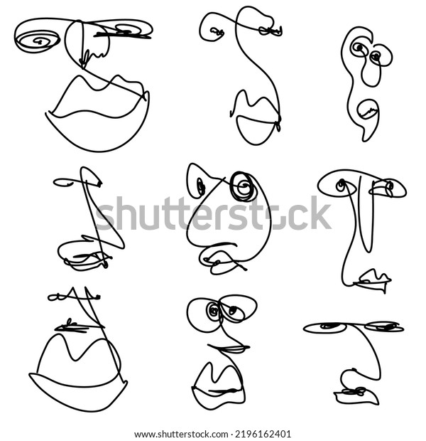 People Faces Poster Line Art Vector Stock Vector (Royalty Free ...