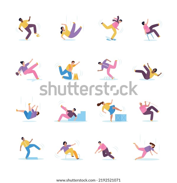People Fall Flat Icons Set Men Stock Vector (Royalty Free) 2192521071 ...