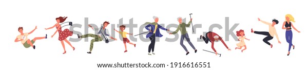 People Fall Slip Vector Illustration Set Stock Vector (Royalty Free ...