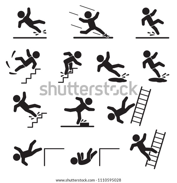 People Falling Slipping Icon Set Vector Stock Vector (Royalty Free ...