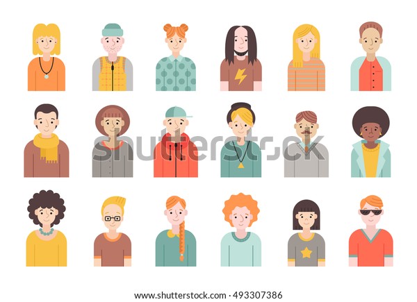 People Flat Icons Vector Set Men Stock Vector (Royalty Free) 493307386 ...