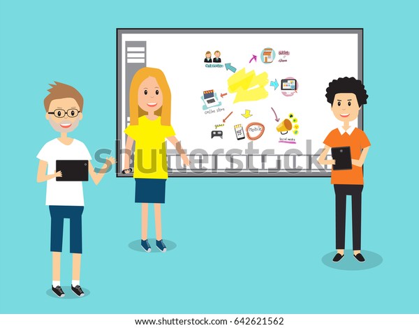 People Generation Z Smart Board Education Stock Vector (Royalty Free ...