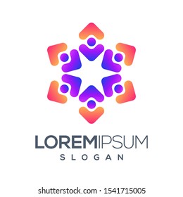 People Gradient Color Logo Design Stock Vector (Royalty Free ...