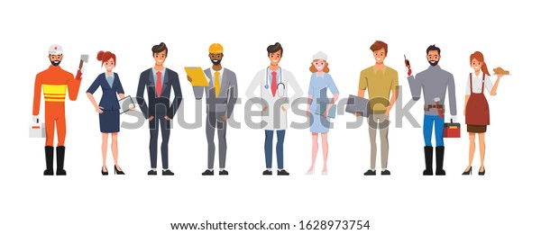 People Group Different Occupation Job Set Stock Vector (Royalty Free ...