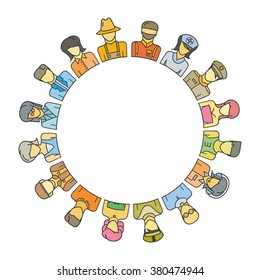 People Group Form Circle Shape Center Stock Vector (Royalty Free ...