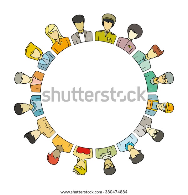 People Group Form Circle Shape Center: vector de stock (libre de ...