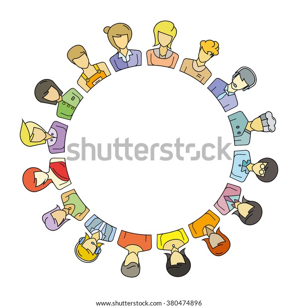 People Group Form Circle Shape Center: vector de stock (libre de ...