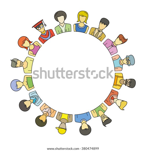 People Group Form Circle Shape Center Stock Vector (Royalty Free) 380474899