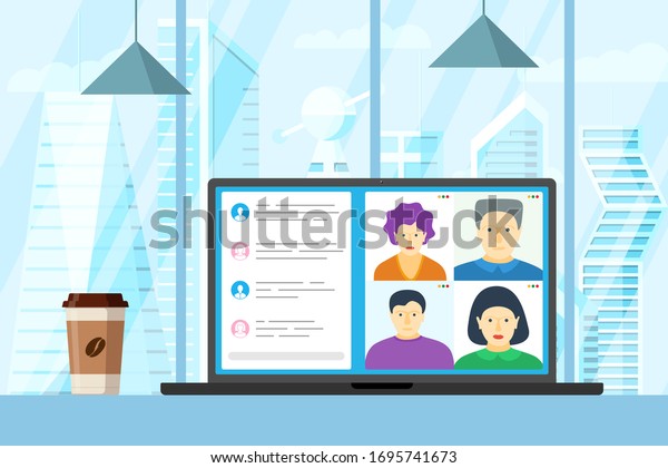 People Group On Laptop Screen Taking Stock Vector (Royalty Free ...
