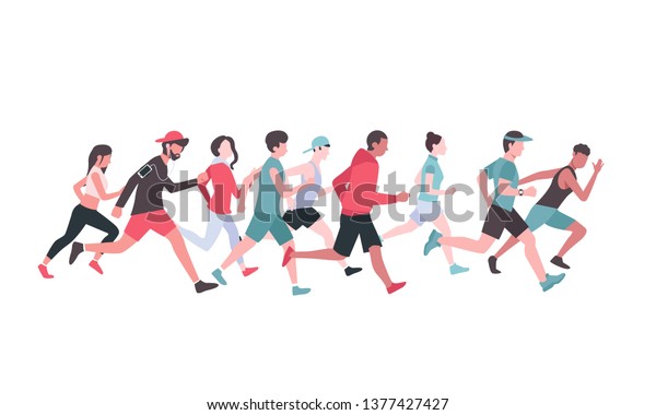 People Groups Running On White Background Stock Vector (Royalty Free ...