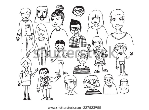 People Hand Drawn People Sketch By Stock Vector (Royalty Free ...