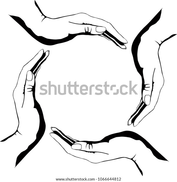 People Hands Making Circle Conceptual Round Stock Vector (Royalty Free ...