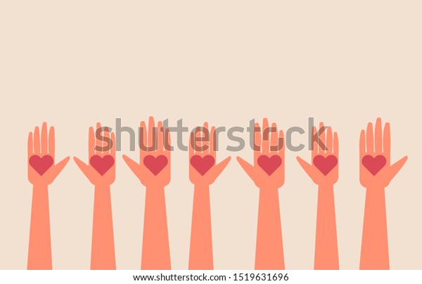 People Hands Raised Heart Stock Vector (Royalty Free) 1519631696 ...