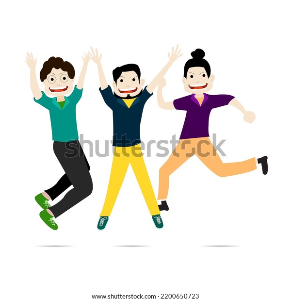 People Happy Jumping Vector Illustration Stock Vector (Royalty Free ...