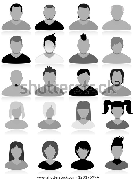 People Head Icon Set Stock Vector (Royalty Free) 128176994