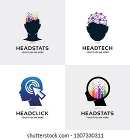 People Head Logo Set Design Template Stock Vector (Royalty Free ...