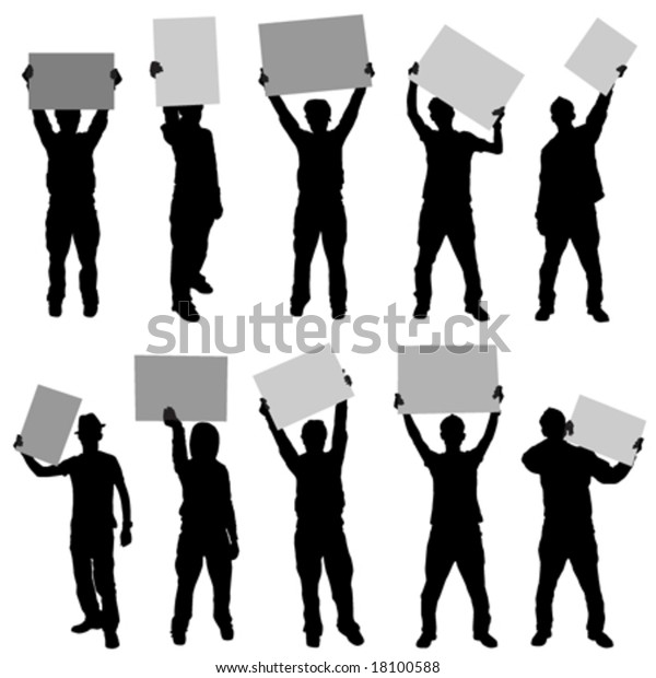 People Holding Sign Stock Vector (Royalty Free) 18100588