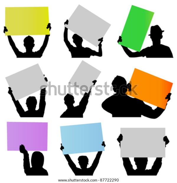 People Holding Sign Stock Vector (Royalty Free) 87722290