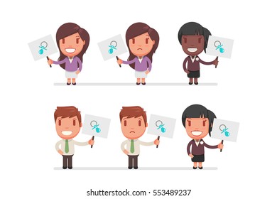 People Holding Signs Vector Illustration Stock Vector (Royalty Free ...