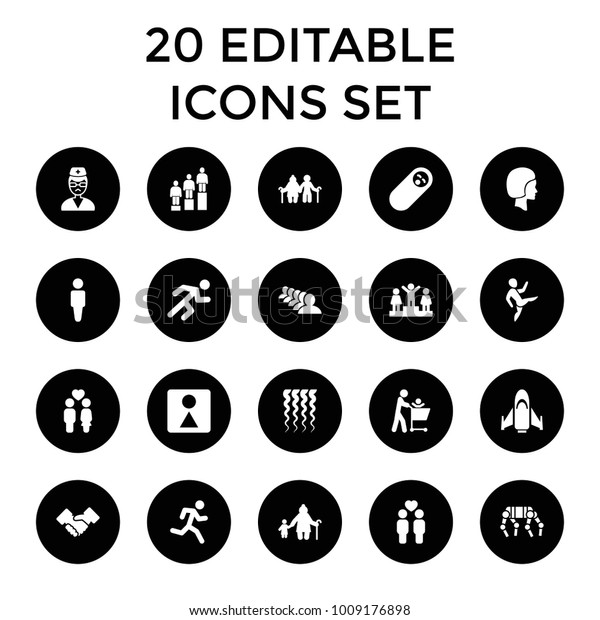 People Icons Set 20 Editable Filled Stock Vector (Royalty Free ...