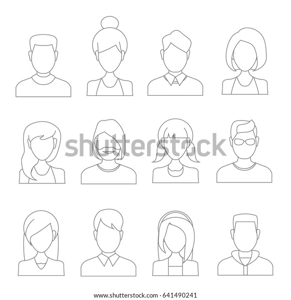 People Icons Thin Line Style Flat Stock Vector (Royalty Free) 641490241 ...