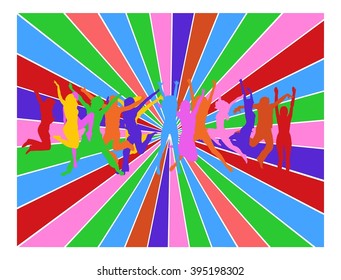 People Jumping Hurray Team Stock Vector (Royalty Free) 395198302 ...