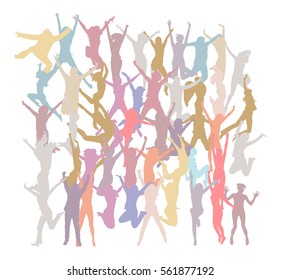 People Jumping Team Achievement Stock Vector (Royalty Free) 561877192 ...