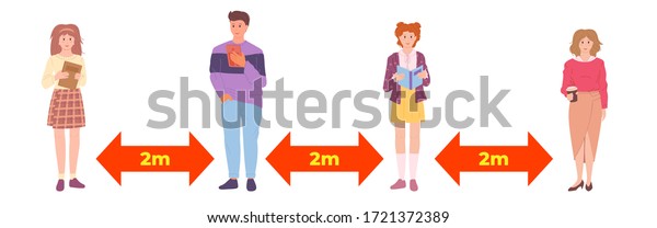 People Keep Social Distance Arrows Indicate Stock Vector (Royalty Free ...