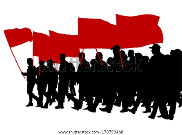 People Large Flags On Street Stock Vector (Royalty Free) 178799468 ...