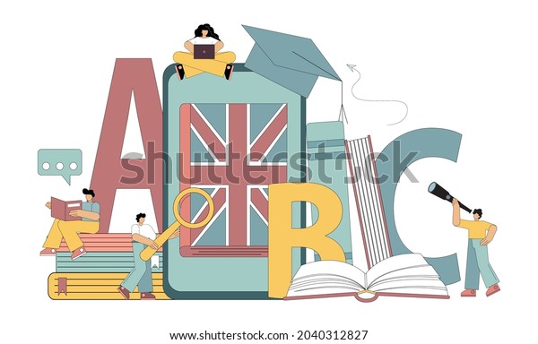 People Learn Language Learning English Distance Stock Vector (Royalty ...