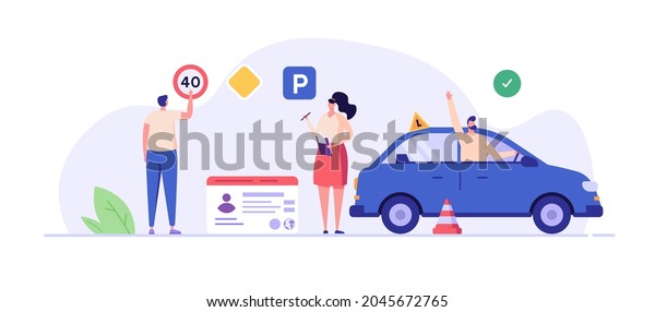 People Learning Drive Car On Driver Stock Vector (Royalty Free) 2045672765