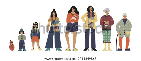 People Lifespan Flat Cartoon Concept Set Stock Vector (Royalty Free ...