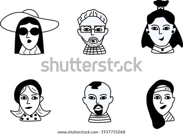 People Line Design Hand Drawn Grunge Stock Vector (Royalty Free ...